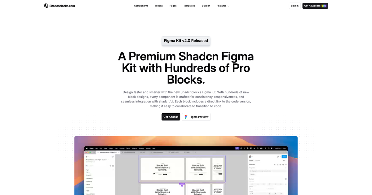 Shadcn UI Figma Kit - Shadcnblocks.com