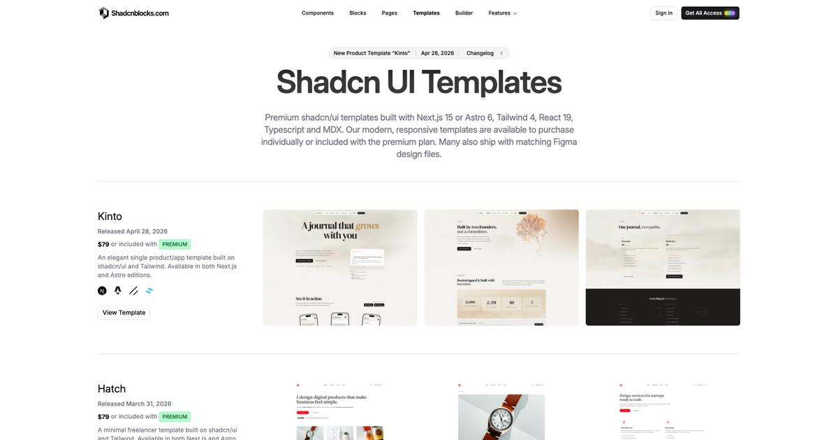 Shadcn UI Templates - Shadcnblocks.com
